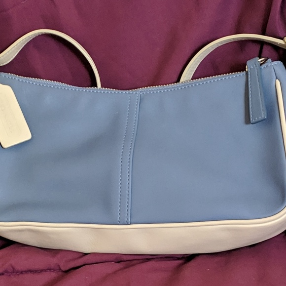 Coach | Bags | Authentic Coach Purse Small Light Blue White Leath ...